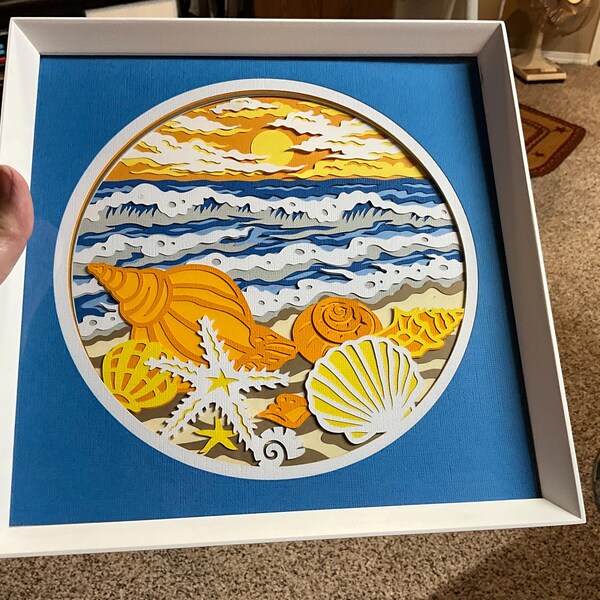 3d Beach and Shells Shadow Box Svg Bundle, 3d Beach Svg Bundle, 3d Svg ...