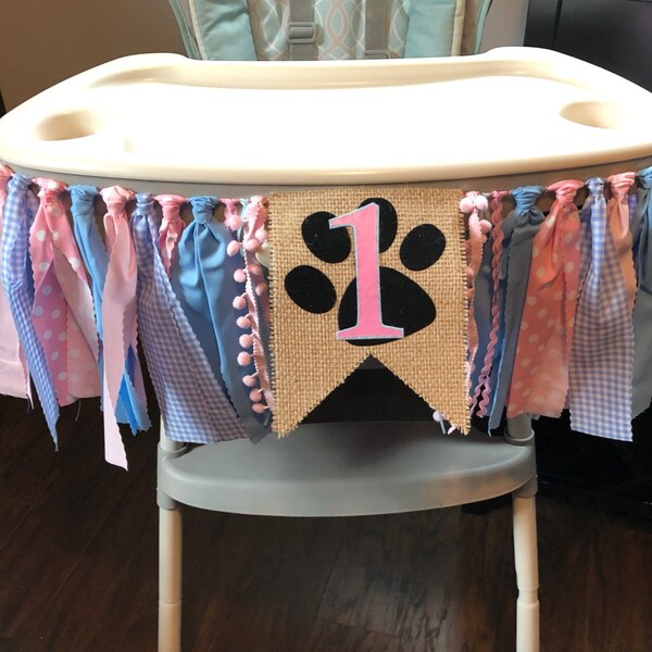 Boys Birthday Banner - Puppy Theme High Chair Banner - Boys 1st ...