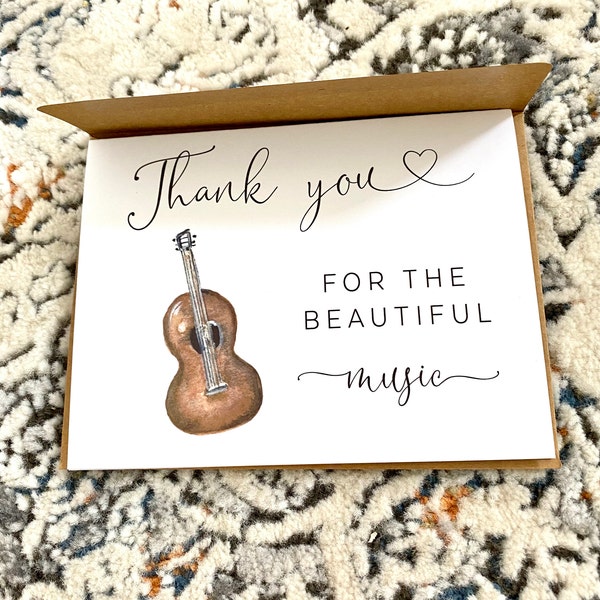 Thank You for the Beautiful Music, Guitarist Thank You Card, Card for ...