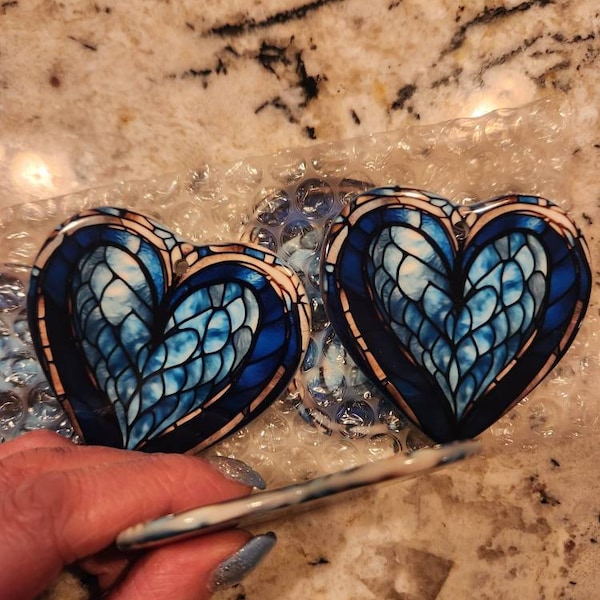 Blue Heart Ceramic Ornament, Angel’s Wings, - Etsy