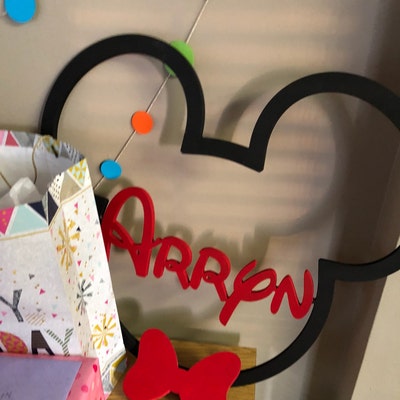 Wooden Minnie Mouse Sign, Disney Minnie Mouse With Bow, Wooden Name ...