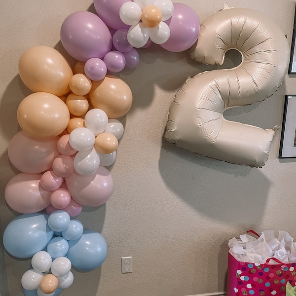 White Sand Number Balloon, Cream Number 2 Balloon, Two Groovy Birthday ...