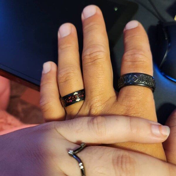 Natural Garnet & Red Fire Opal Couples Ring Set- His and Hers Matching ...