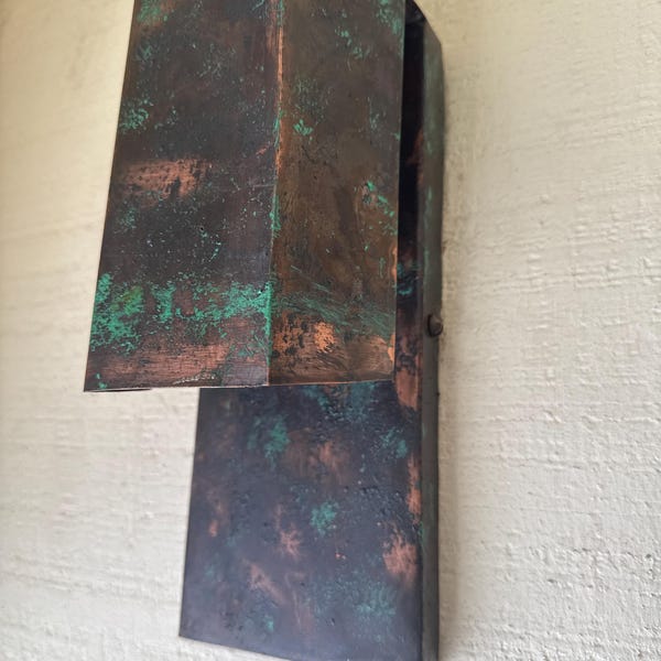 Green Patina Copper Triangle Sconce Light - Oxidized Outdoor Pendant - Etsy