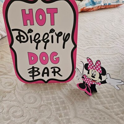 Minnie Mouse Birthday Hot Diggity Dog Bar Sign Hot Pink Party ...