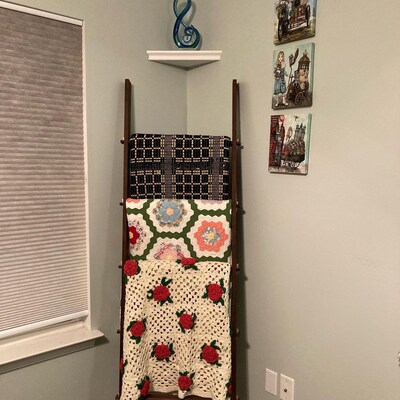 Wall-mounted 5-rung Walnut Blanket Ladder Solid Hardwood - Etsy