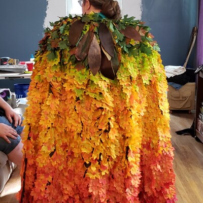 Fabric Leaf Cloak With Leather Leaves and Fungi Details Hip - Etsy