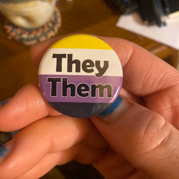 BOLD Trans Flag Pronoun Button they Them - Etsy