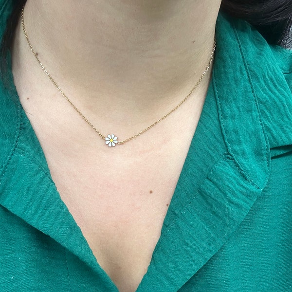 Flower Necklace,tiny Flower Necklace,dainty Necklace,white Flower ...