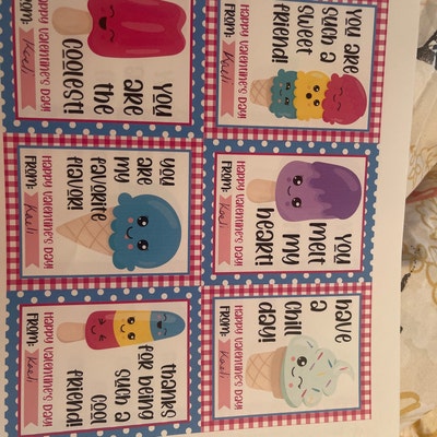 INSTANT DOWNLOAD Ice Cream Valentine Card Printable Kids Printable ...