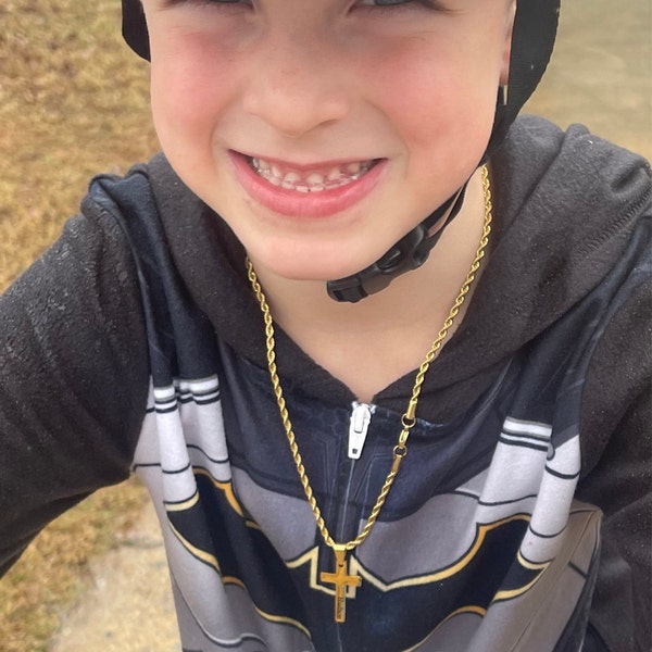 Personalized Cross Necklace for Boys • Custom Cross Necklace • Kids ...