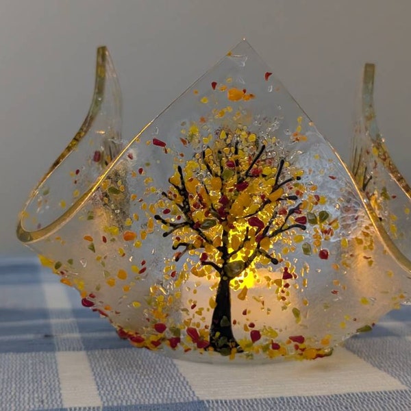 Glassworks Northwest - Votive Earth-tone Autumn Tree of Life - Fused ...