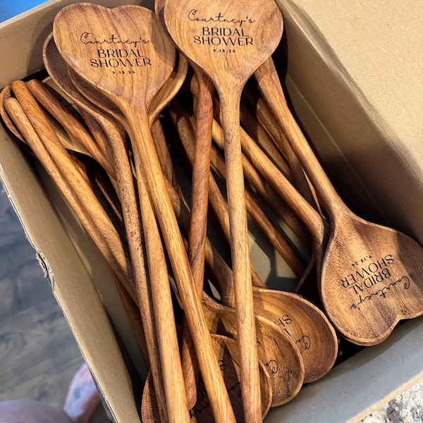 Heart Wooden Spoon Personalized Bridal Shower Favors and Gifts, Wedding ...