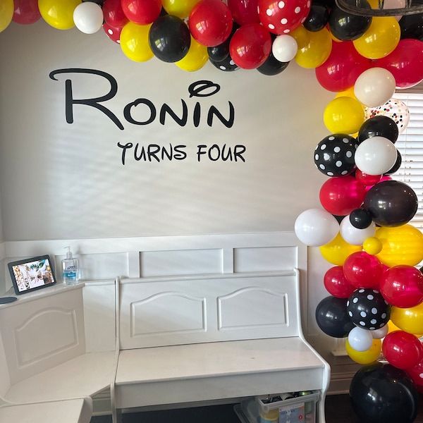 Turns One Decal - Happy Birthday Party Backdrop - Birthday Party Decor ...