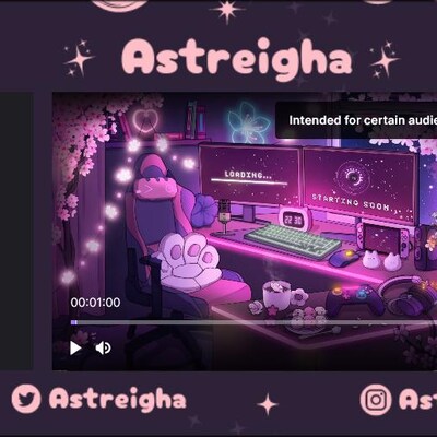 Twitch Banner Template Dark Night Celestial Sky Editable Customizable ...