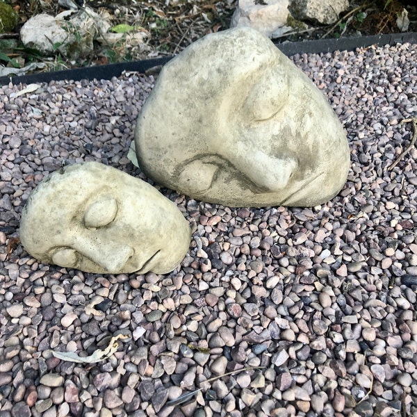 Stone Garden Beautiful Pair of Half Face Modern Art Statue Concrete ...