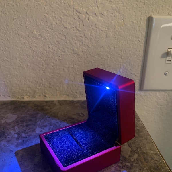 Red Engagement Ring Box With LED Light - Great for Proposals, Weddings ...