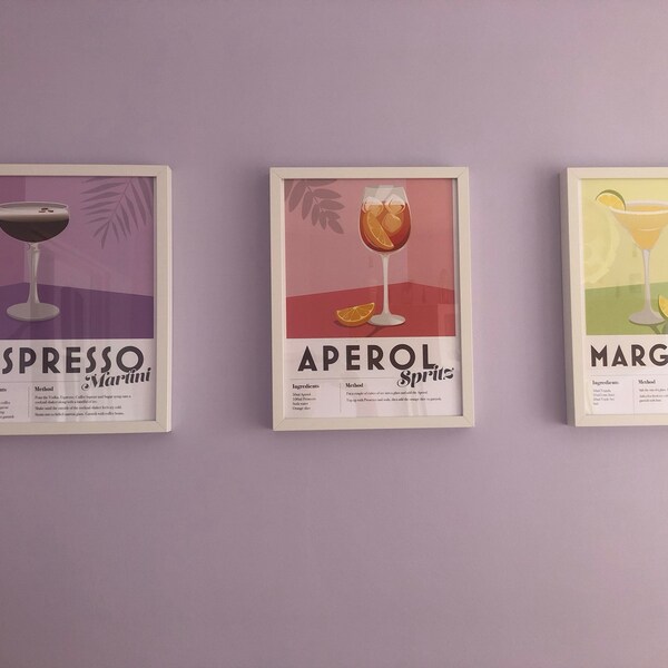 HUGO SPRITZ Cocktail Print Home Bar Kitchen Prosecco Elderflower Mint ...