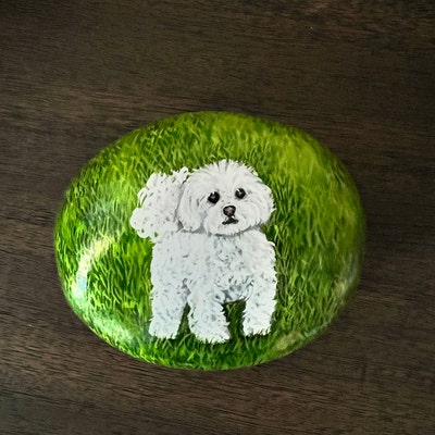 Custom Pet Portrait With Background Painted Rocks From Your Photograph ...