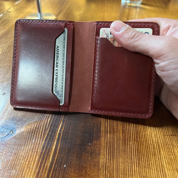 Horween Leather Slim Wallet | Four Pocket Leather Bifold Wallet ...