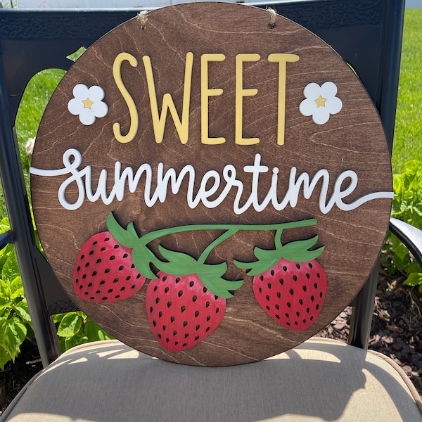 Sweet Summertime Strawberry Sign, Digital Download, SVG Laser Cut File ...