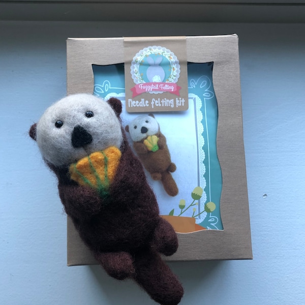 Needle Felting Kit DIY - Sea Otter & Shell // Cute Wool Needle Felted ...
