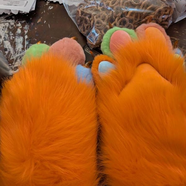 Furry Paws With Star Pattern and Colorful Style | Fluffy Fursuit ...