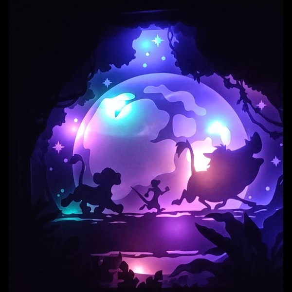 Lion and Friends Shadow Box Files Template, Lion King Paper Cut ...