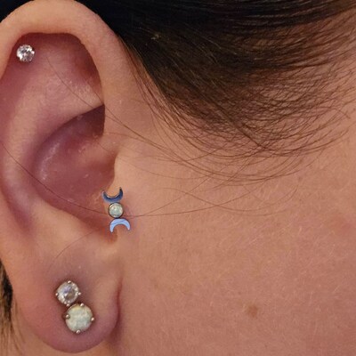 14k Solid Gold CZ Cartilage Piercing/threadless Push-in Labret/nose ...