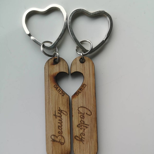 Personalised Keyring | Custom Engraved Couples Keyring Set for Keys ...
