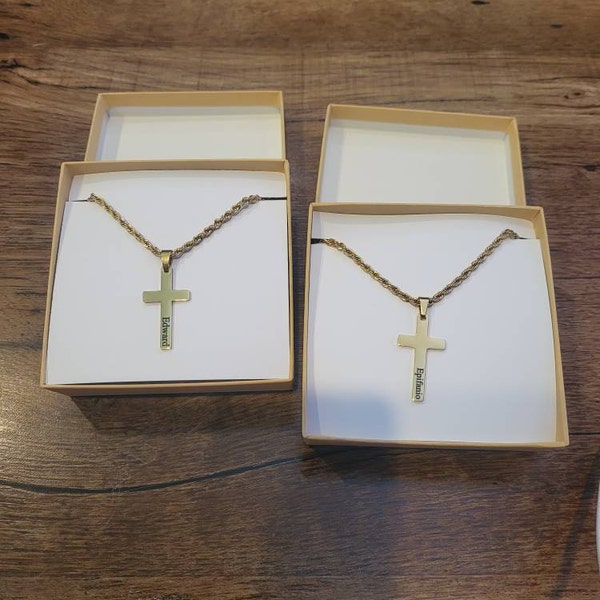 Personalized Cross Necklace for Boys • Custom Cross Necklace • Kids ...