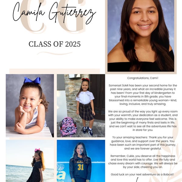 Senior Yearbook Ad Template / Graduation Announcement, Light Floral ...