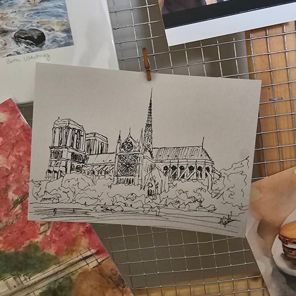 Cathedral of Notre Dame, Paris France (hand Sketch of the Famous ...