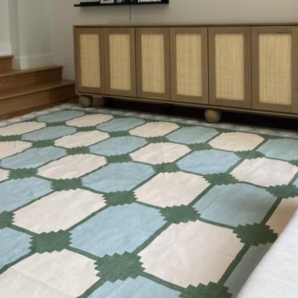 Scalloped Geometric Floral Stair Runner, Handcrafted Tufted Runner, New ...