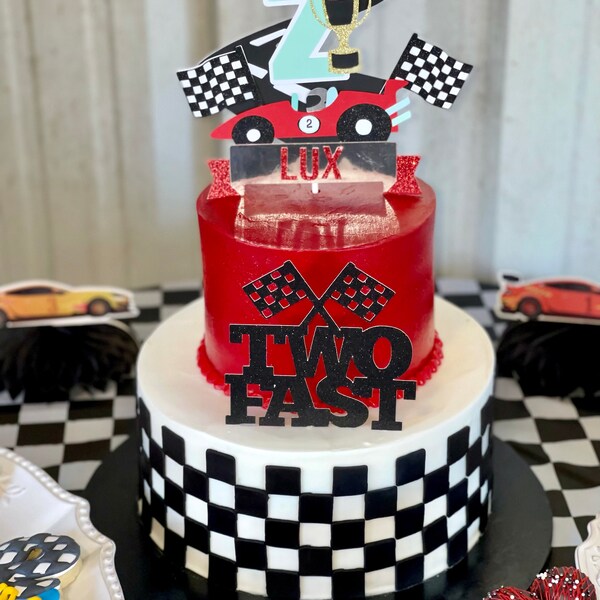 Personalized Blue Race Car Cake Topper: Handmade Birthday Party Decor ...