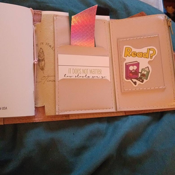 Travel Notebook Wallet Insert, Additional Zip Pockets for Colorful Faux ...