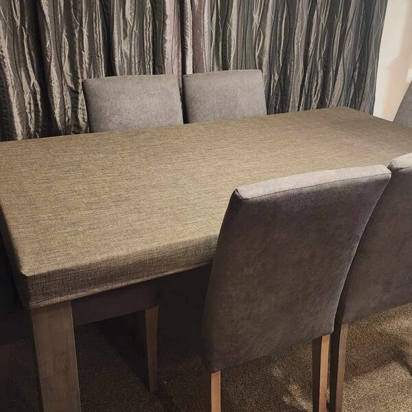PADDED LINEN Tablecloth NOLAN Stain-resistant Custom Size Fitted ...