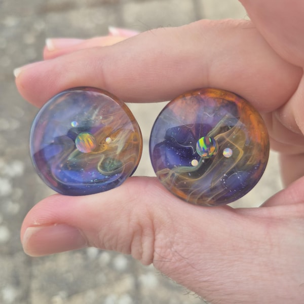 Spacey Nebula Glass Plugs, 1 Pair, Double Flare - Etsy