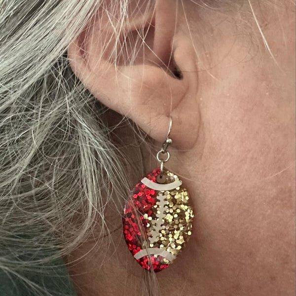Personalized Football Earrings, Custom Team Colors, Sparkly Game Day ...