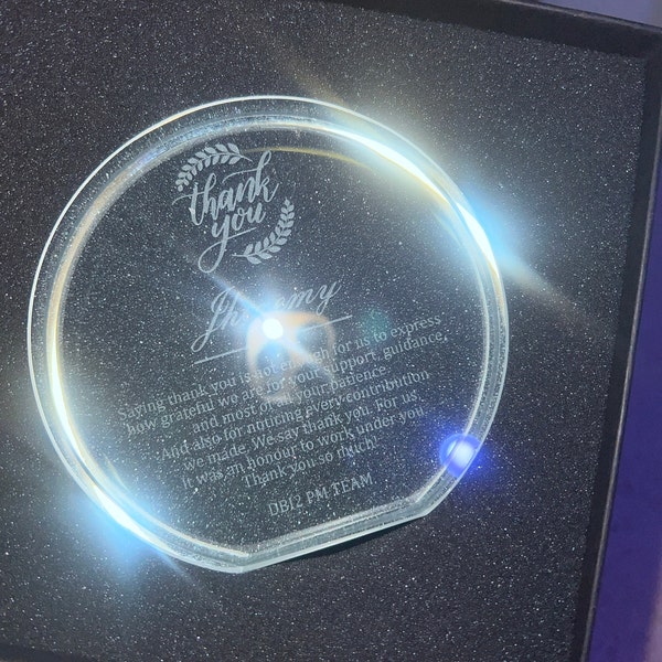 Personalised Thank You Gift Engraved Glass Plaque Award - Thank You ...