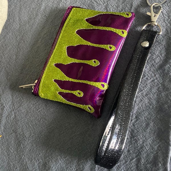 CARD WALLET Lilac Iridescent Glitter Vinyl With Light Pink Interior - Etsy