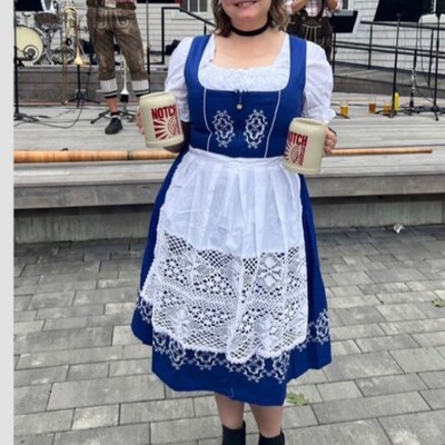 Authentic German Long Brown 3 Piece Dirndl Set With Bavarian Floral ...