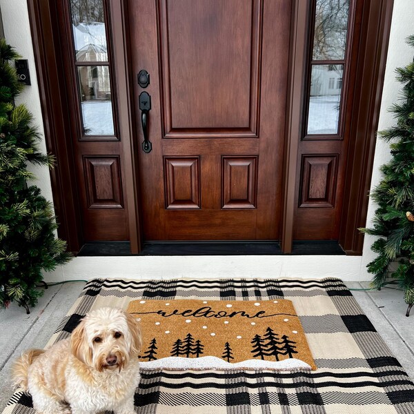 Oversized Buffalo Check Entry Rug, Doormat Layering Rug, Buffalo Plaid ...