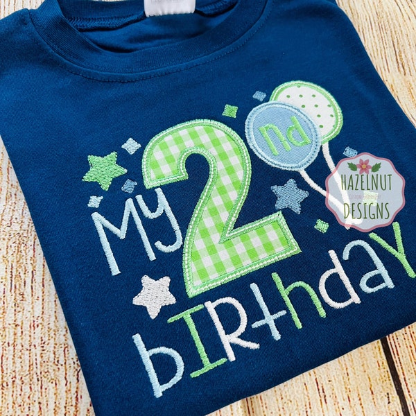 My 2nd Birthday Applique Digital Machine Embroidery Design 4 Sizes, 2nd ...