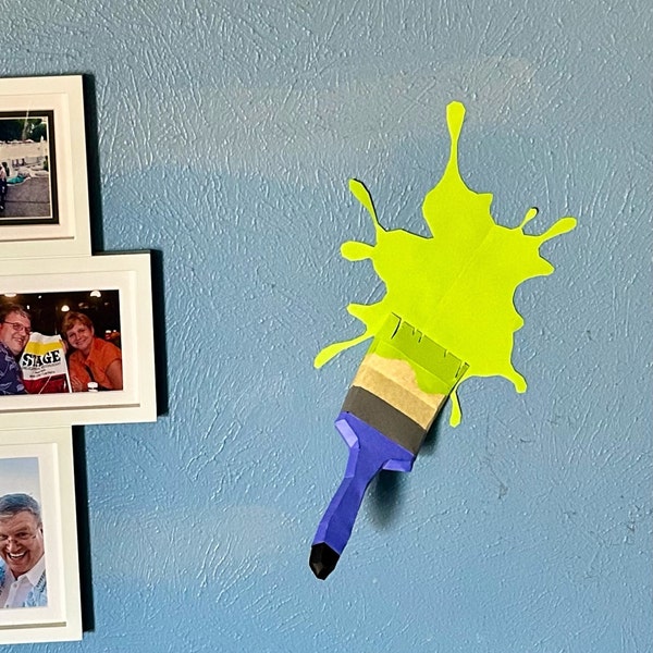 Papercraft 3d Brush With Paint, Low Poly Papercraft Brush Template ...