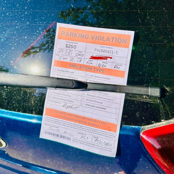 Prank Parking Ticket: Gag Violation With Color-in Animal (digital ...