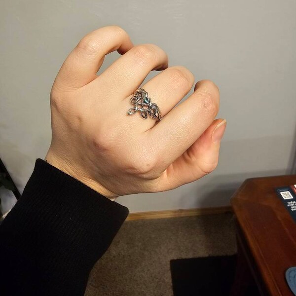 Elven Wedding Ring, Elven Engagement Ring, Dark Elven Silver Natural ...