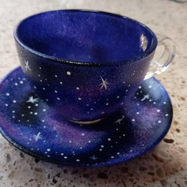 Galaxy Tea Cup and Saucer Set, Astrology Celestial Gift Starry Night ...