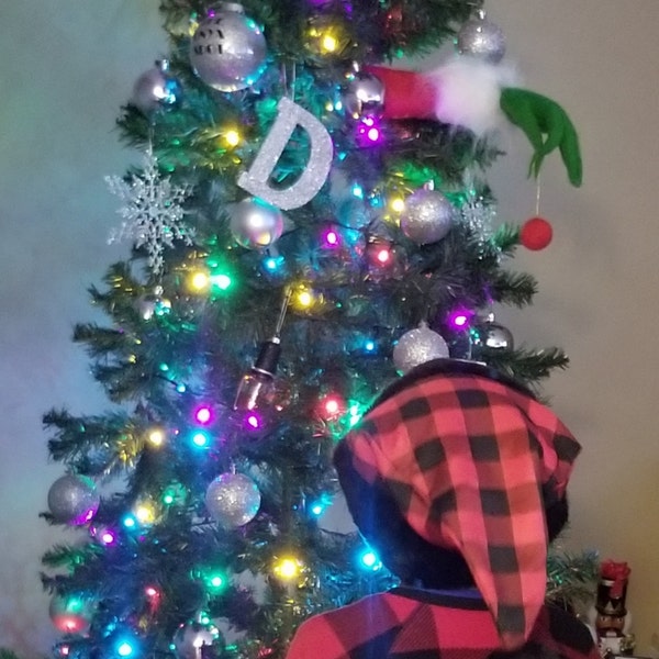 Christmas Tree Topper, Furry Green Arm Ornament Holder, Tree Decor ...