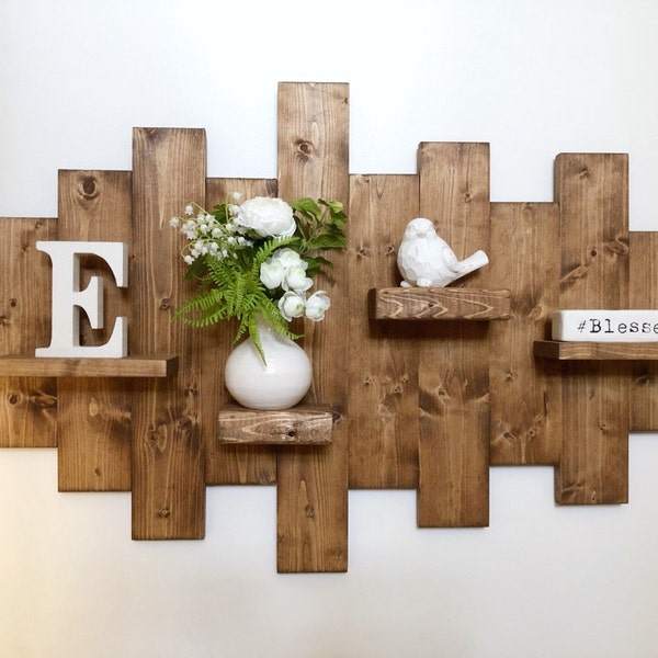Rustic Wall Shelf, Floating Shelf, Wood Wall Art, Hanging Rustic Decor ...